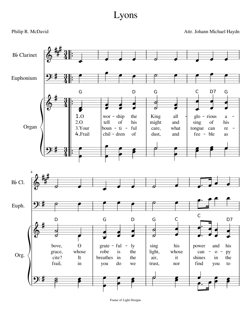 Lyons Sheet music for Organ, Euphonium, Clarinet in b-flat (Mixed Trio ...