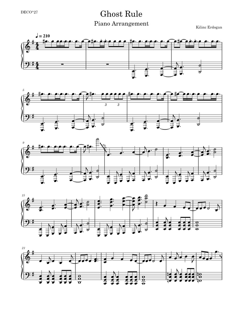 Ghost Rule Sheet Music for Piano (Solo) | MuseScore.com