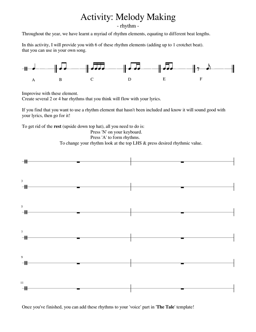 Activity: Melody Making - rhythm - Sheet music for Hand clap (Solo ...