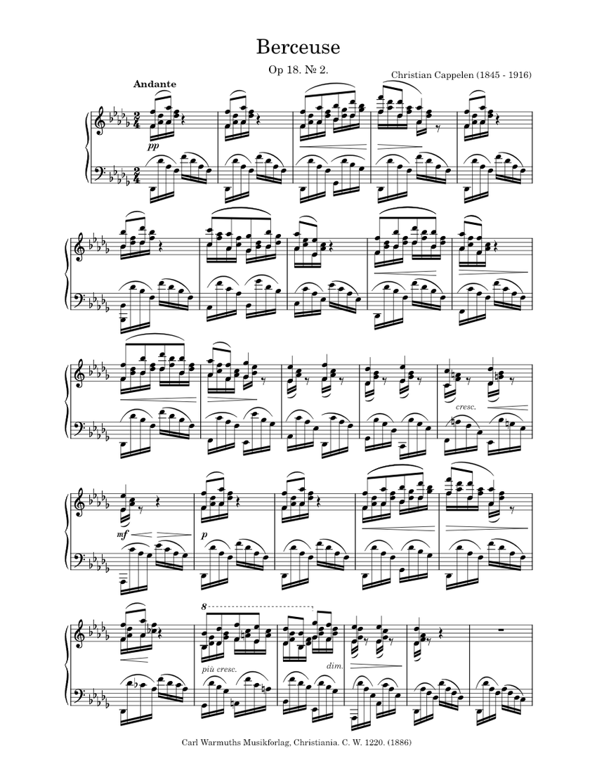 Berceuse Sheet Music for Piano (Solo) | MuseScore.com