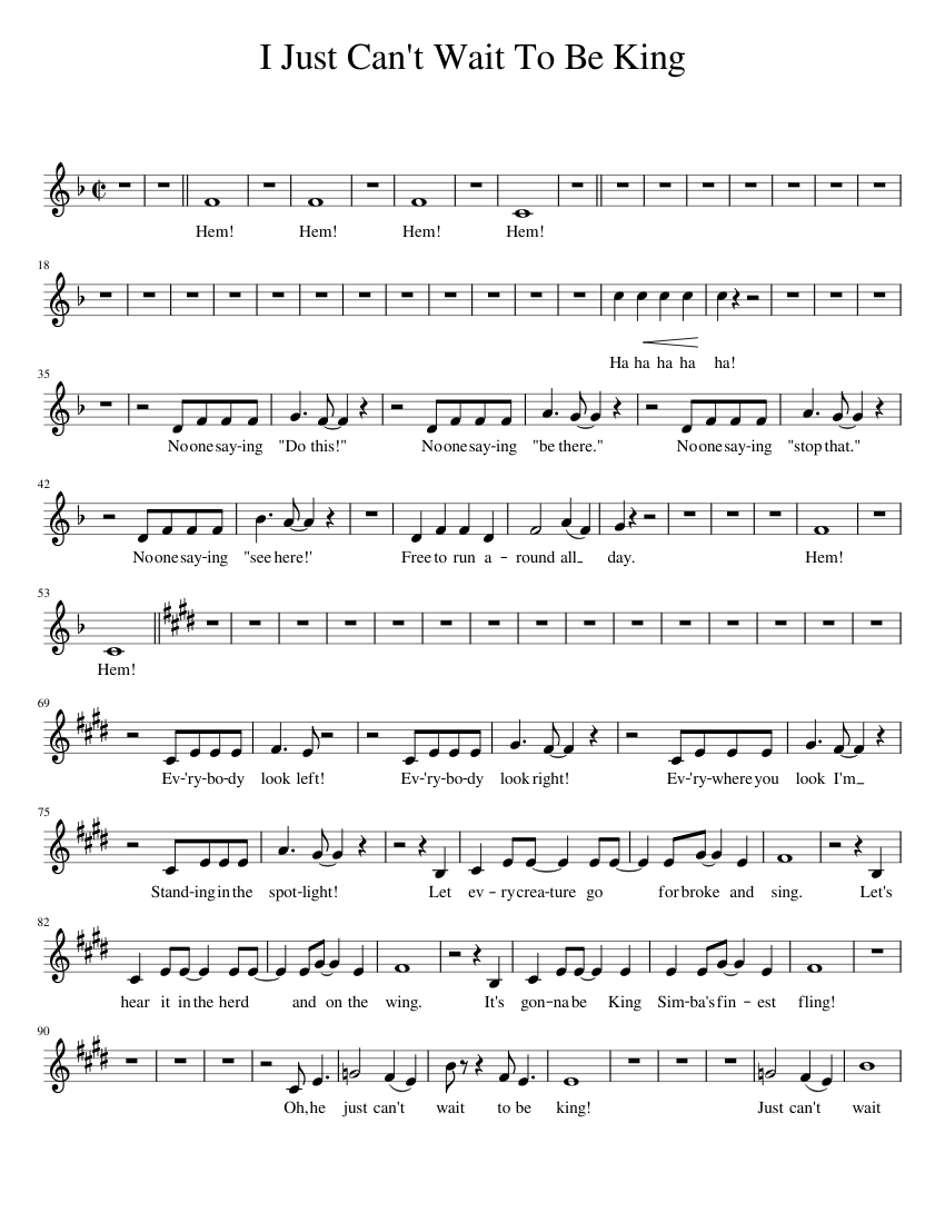 I_Just_Can't_Wait_To_Be_King Sheet music for Piano (Solo) Easy ...