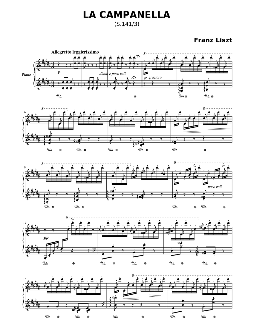 LA CAMPANELLA (S.141/3) – Franz Liszt Sheet Music for Piano (Solo) | MuseScore.com