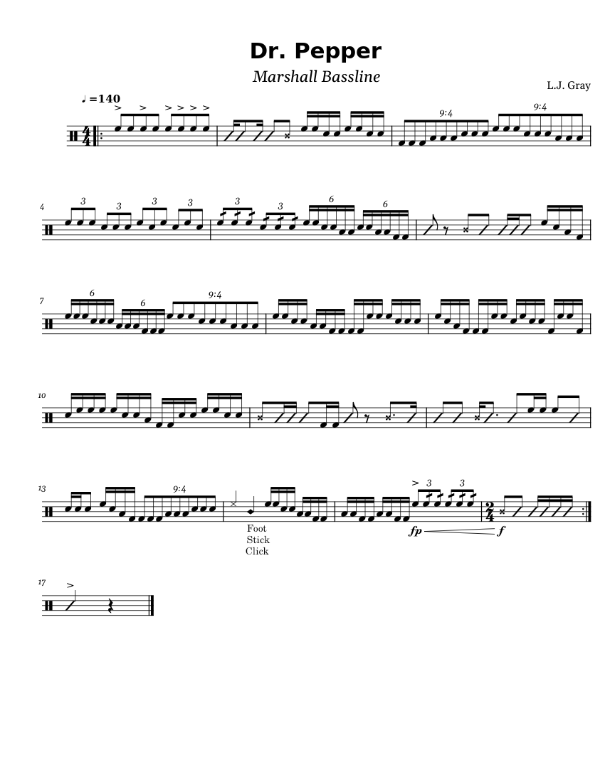 Dr. Pepper Sheet music for Bass drum (Solo) | Musescore.com