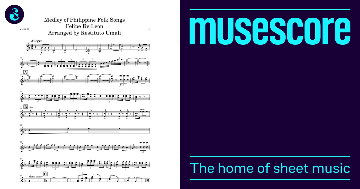 Medley of Philipine Folk Songs Sheet Music for Violin (Solo) | MuseScore.com