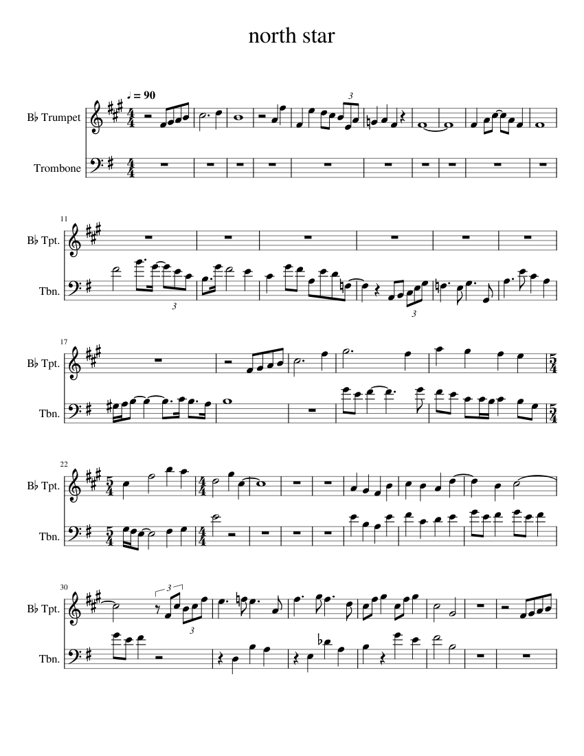 north_star Sheet music for Trombone, Trumpet in b-flat (Brass Duet ...