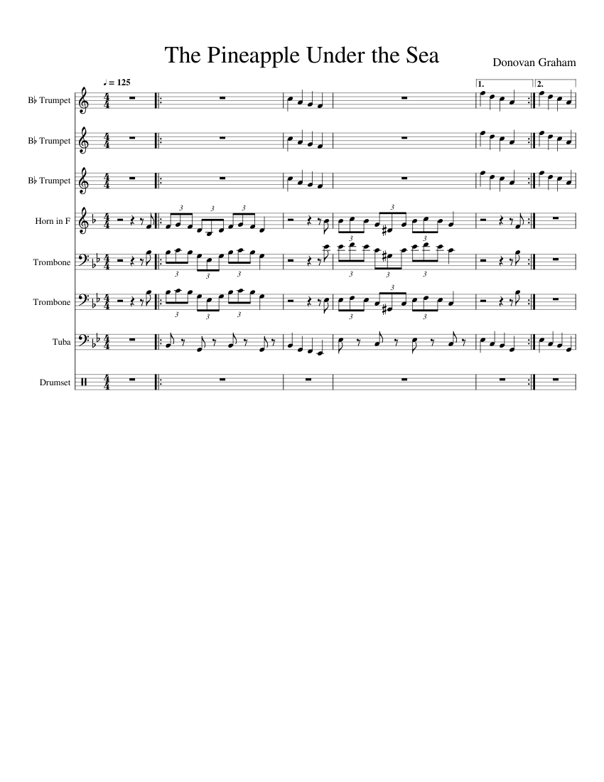 Spongebob Remix Sheet music for Trombone, Tuba, Trumpet in b-flat ...