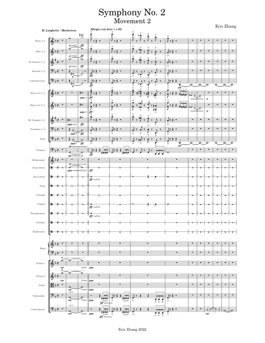 Symphony No. 2 - Movement II Sheet music for Trombone, Tuba, Tambourine, Flute & more ...