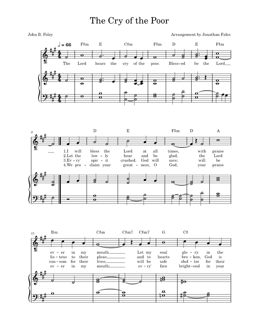 Cry of the poor – John Foley Sheet Music with Chords for Piano, Vocals ...