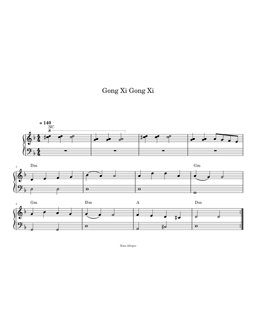 Gong Xi Gong Xi Chinese New Year Song Sheet music for Piano (Solo ...