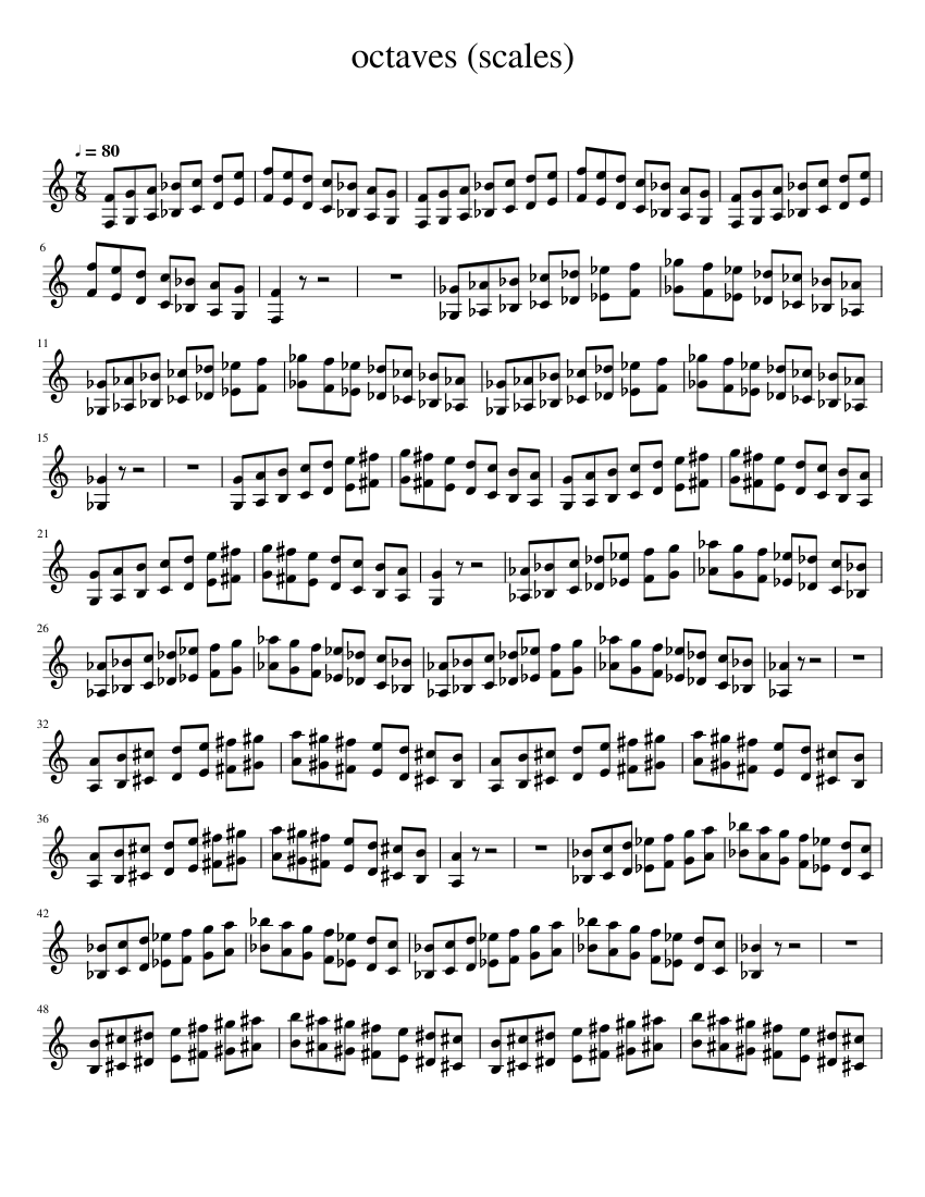 7/8 octaves Sheet Music for Piano (Solo) Easy | MuseScore.com