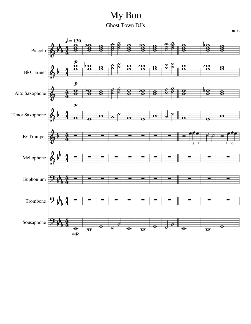 My Boo Sheet music for Trombone, Euphonium, Mellophone, Flute piccolo ...
