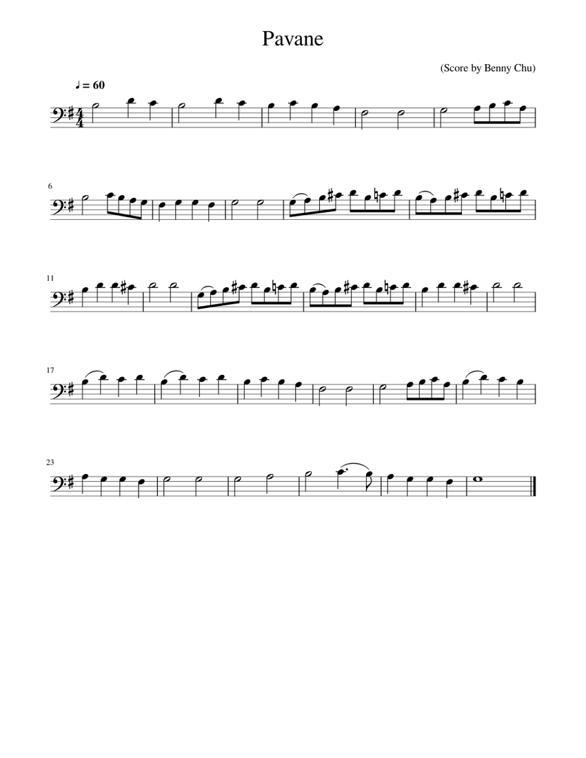 Pavane Sheet Music for Cello (Solo) | MuseScore.com