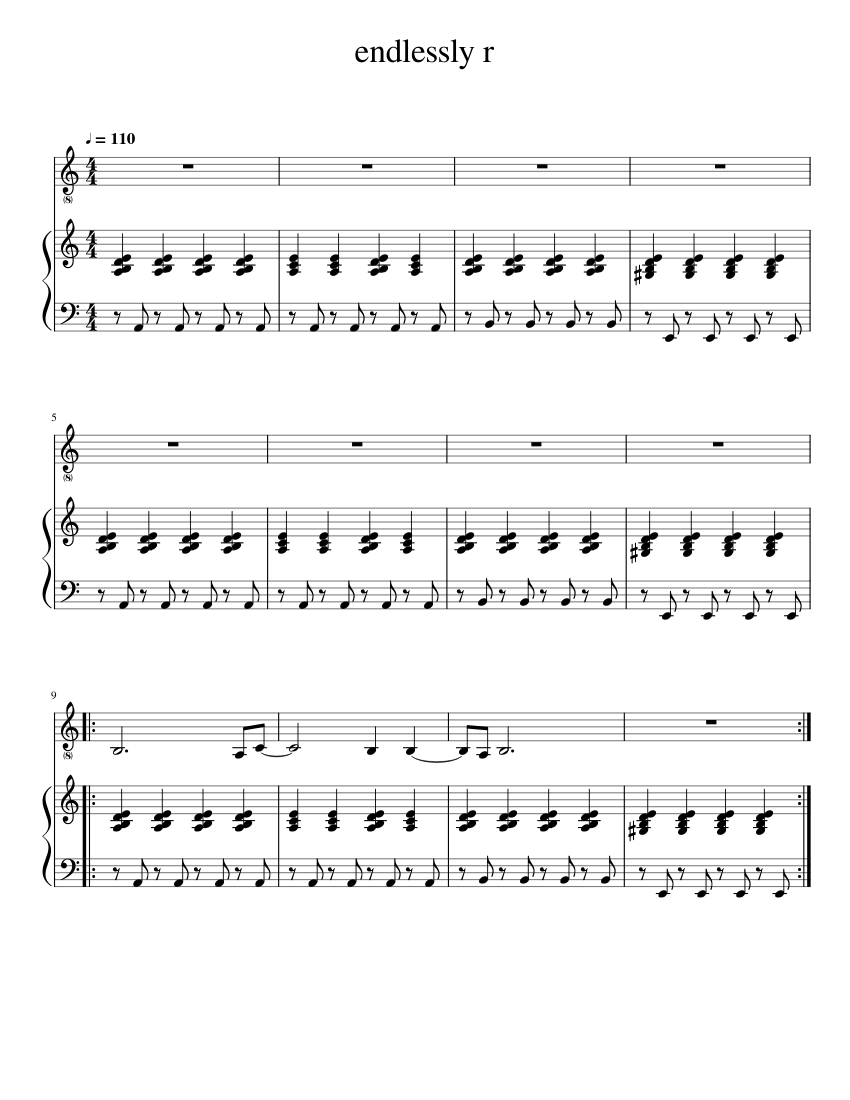 muse- endlessly piano version with harmonies Sheet Music for Piano ...