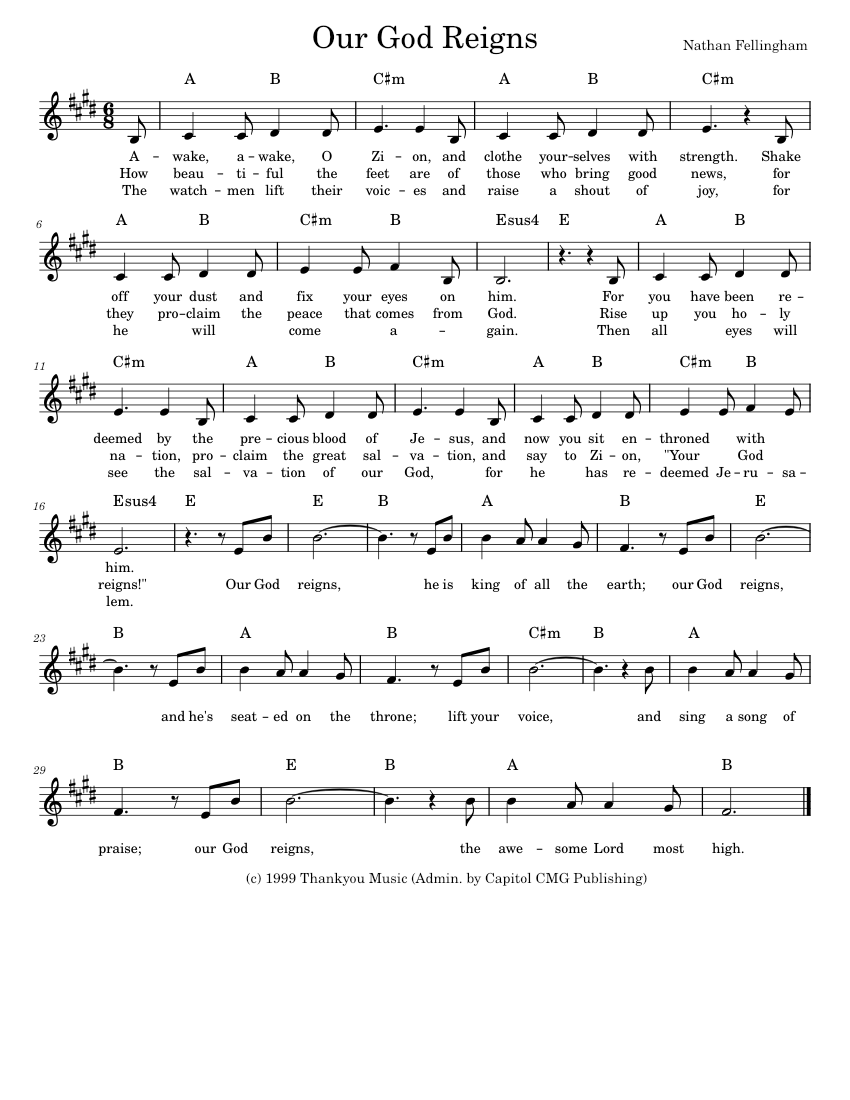 Our God Reigns Sheet Music with Chords for Piano (Choral) easy ...