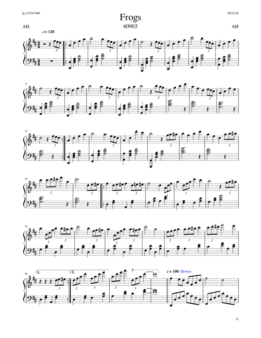 Frogs Sheet music for Piano (Solo) | Musescore.com