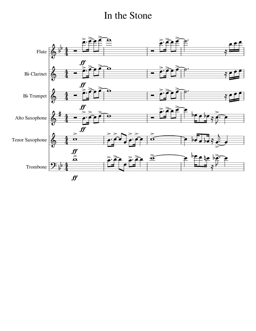 In The Stone Sheet music for Trombone, Flute, Clarinet in b-flat ...