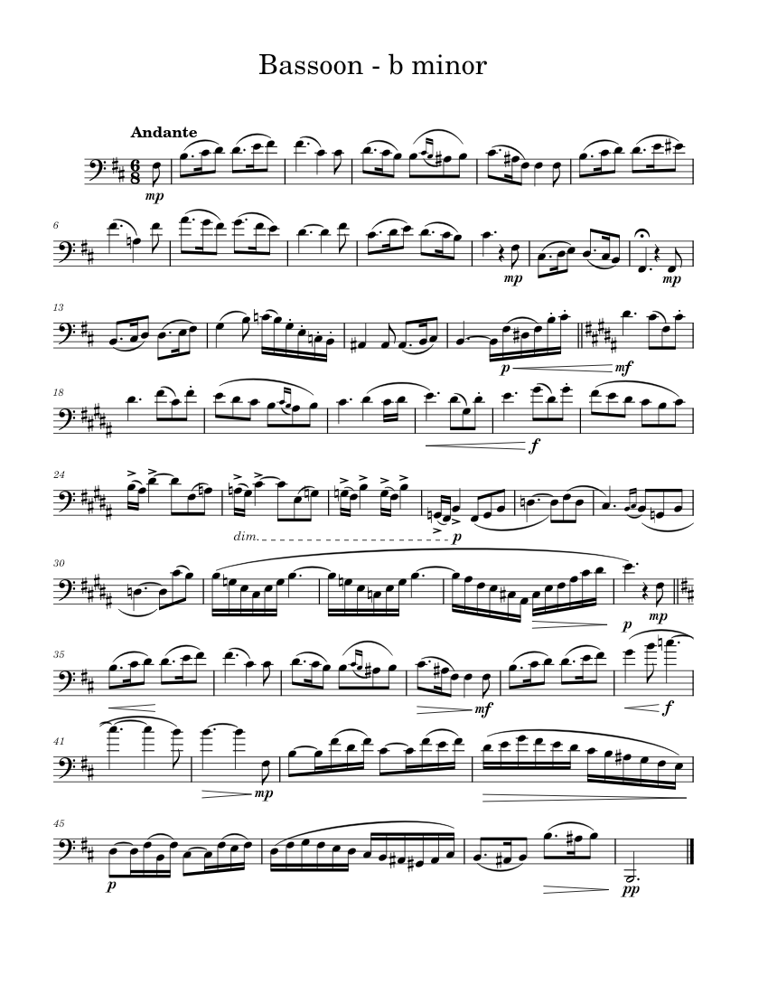 Bassoon - b minor Sheet music for Bassoon (Solo) | Musescore.com