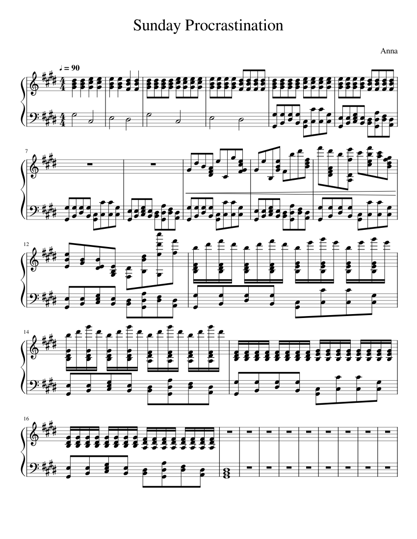 Sunday procrastination Sheet music for Piano (Solo) | Musescore.com