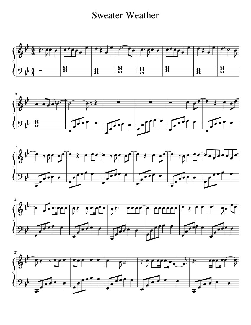 Sweater Weather Sheet Music for Piano (Solo) easy | MuseScore.com