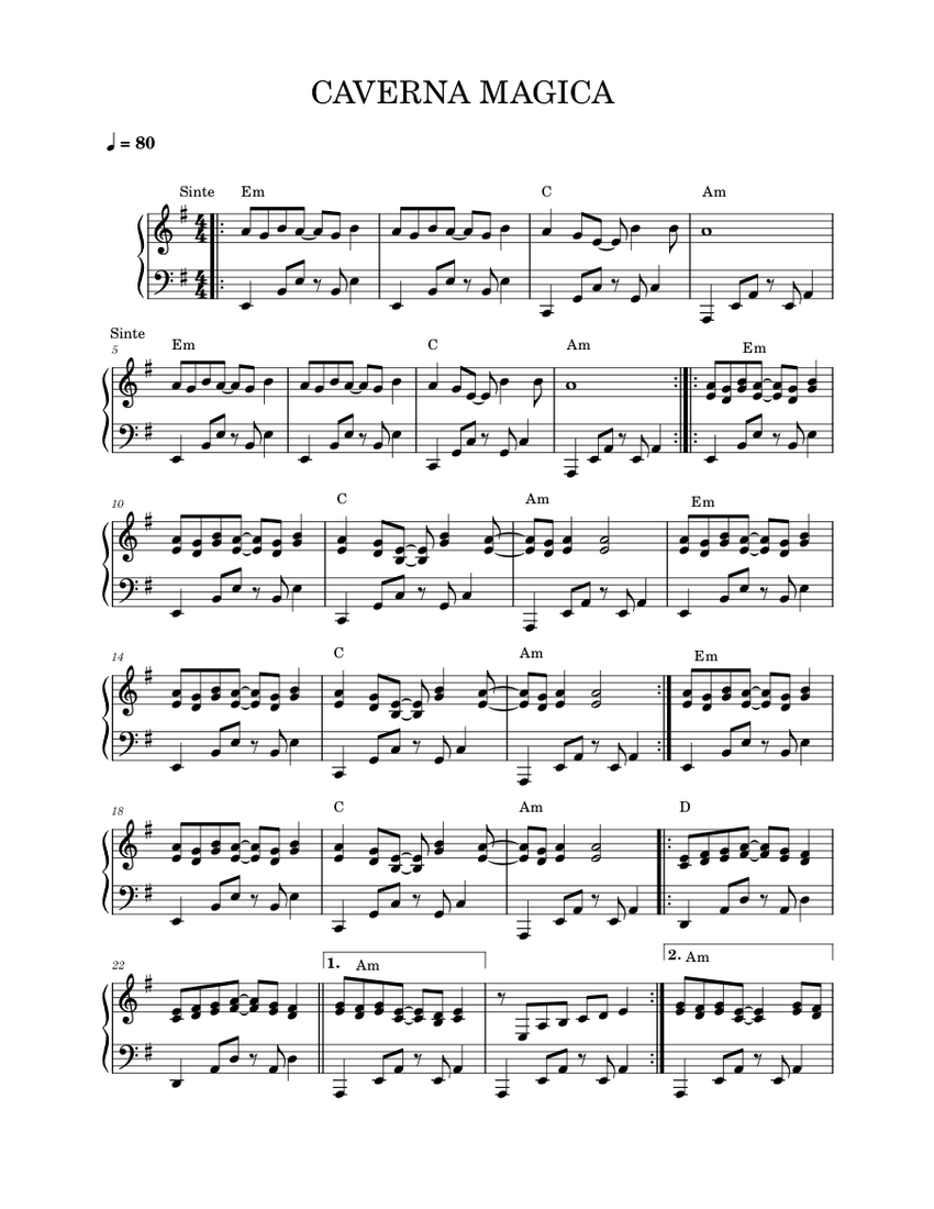 Caverna Mágica - Andreas Vollenweider Sheet Music for Piano (Piano ...