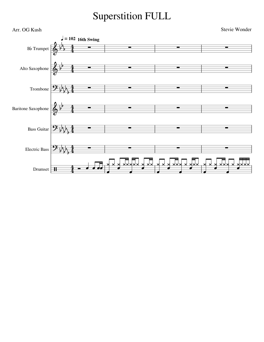 Superstition – Stevie Wonder Sheet music for Trombone, Saxophone alto ...