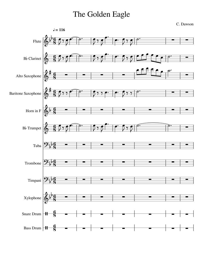 The Golden Eagle Op 2 Sheet Music for Trombone, Tuba, Flute, Clarinet ...