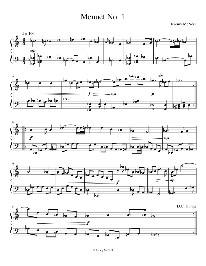 Menuet No. 1 Sheet music for Piano (Solo) Easy | Musescore.com