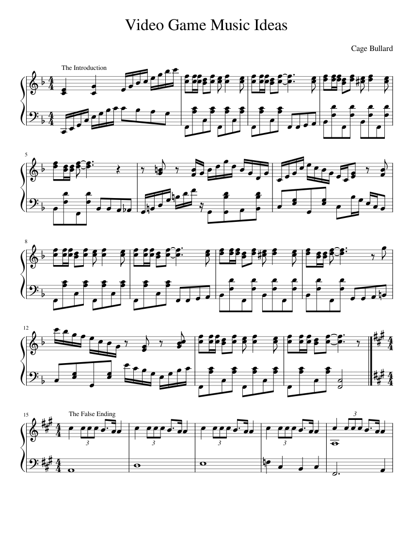Video Game Music Ideas Sheet music for Piano (Solo) | Musescore.com