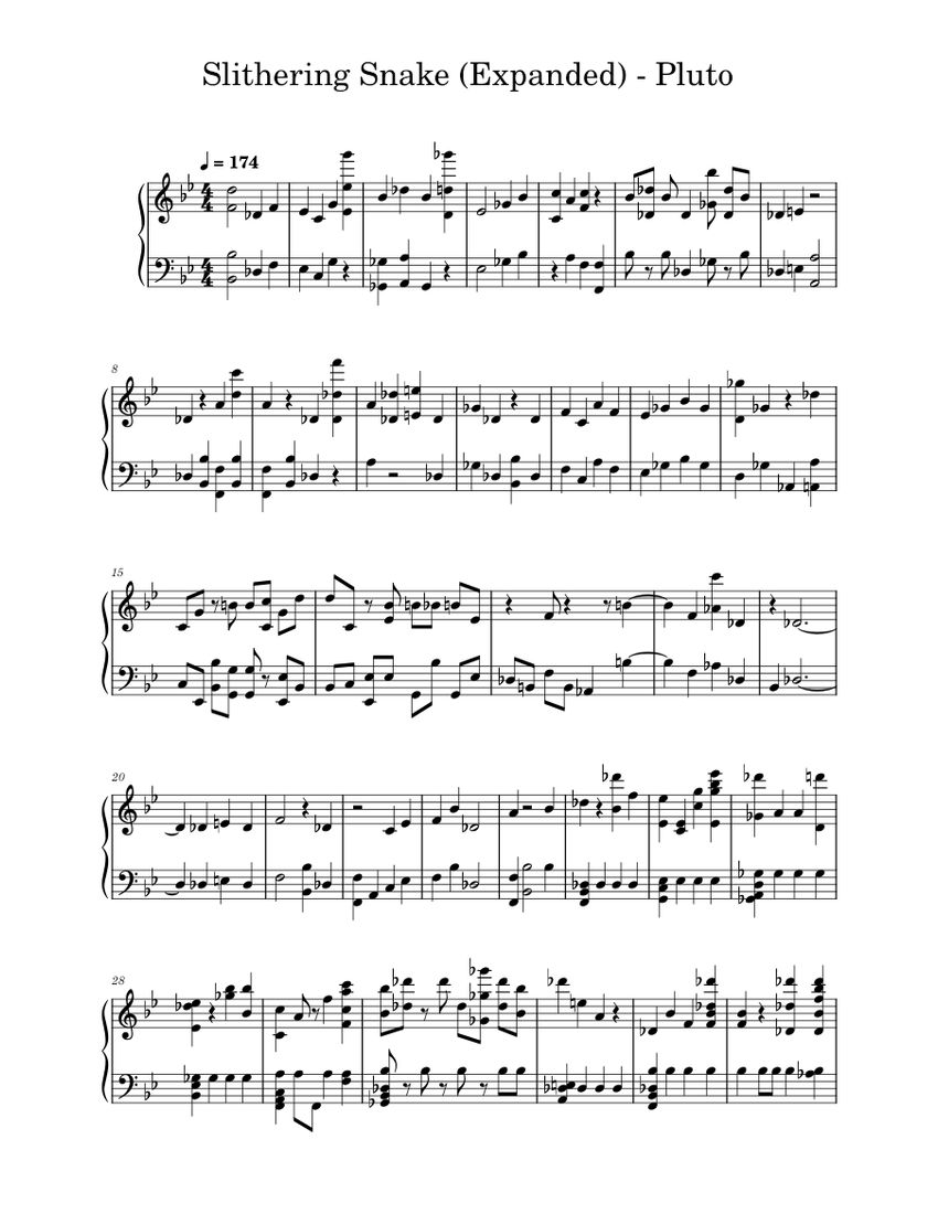Slithering Snake (Expanded) - Pluto Sheet music for Piano (Solo ...