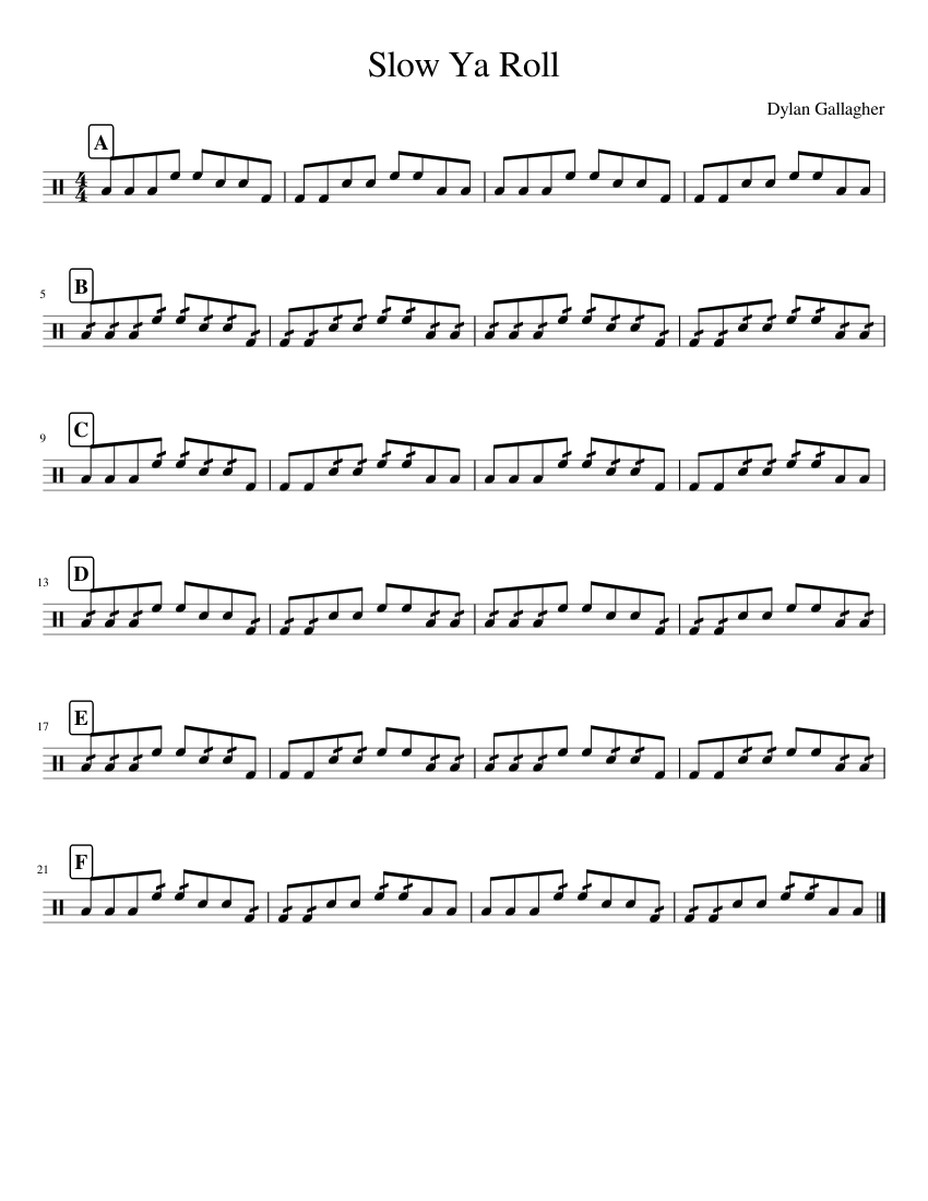 Slow Ya Roll Sheet music for Tenor drum (Solo) | Musescore.com