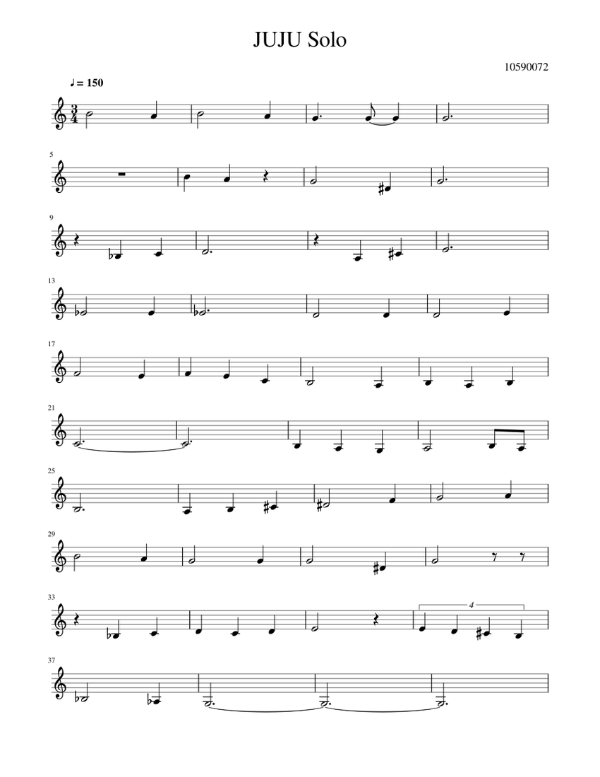 JUJU Solo Sheet Music for Piano (Solo) easy | MuseScore.com