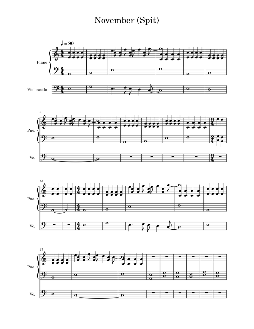 November Sheet music for Piano, Cello (Solo) | Musescore.com
