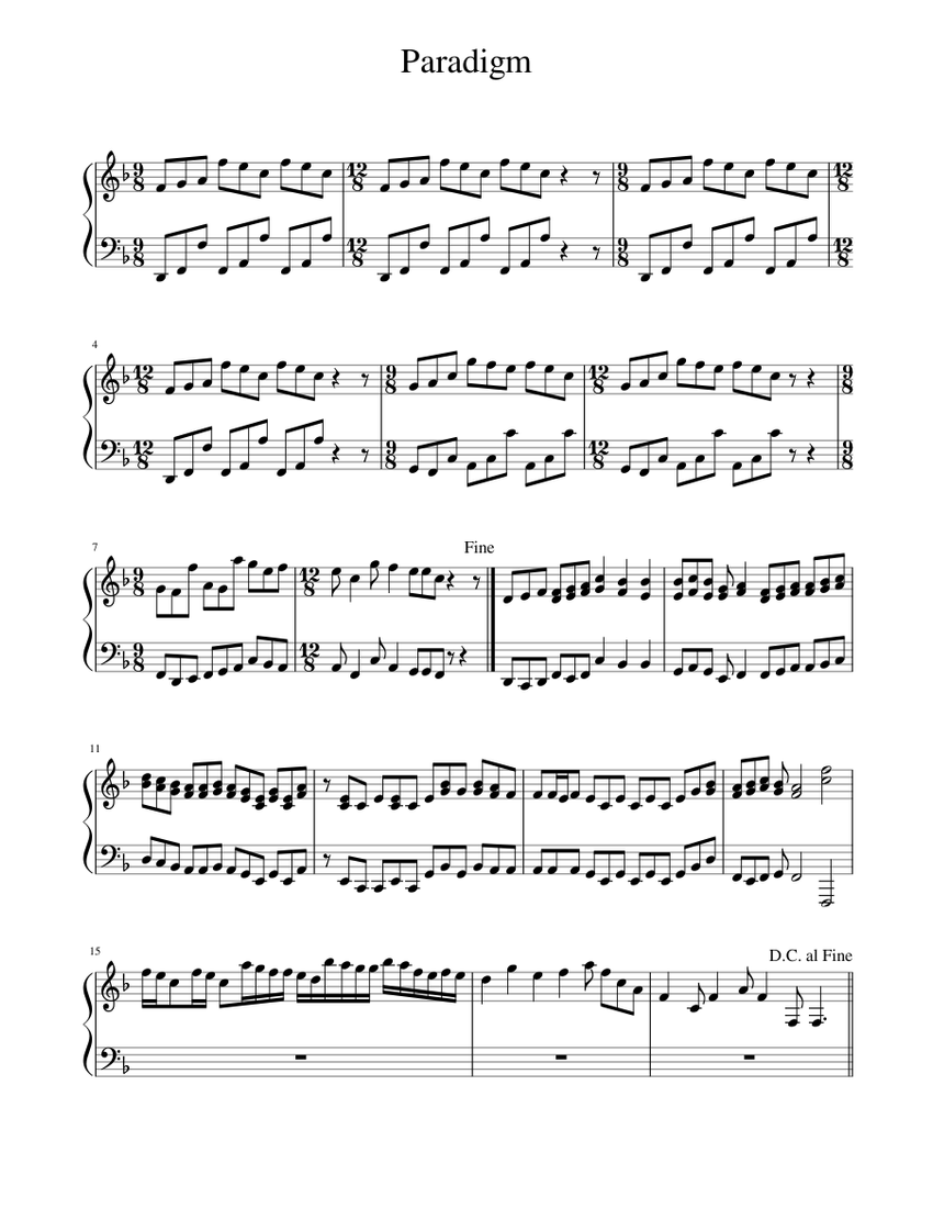 Paradigm Sheet Music for Piano (Solo) | MuseScore.com
