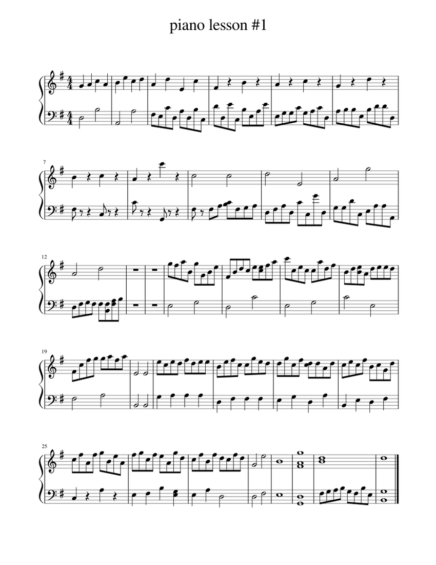 piano lesson #1 Sheet music for Piano (Solo) Easy | Musescore.com