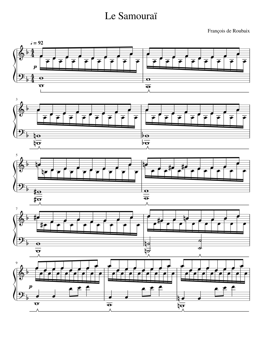 Le Samouraï Sheet Music for Piano (Solo) | MuseScore.com