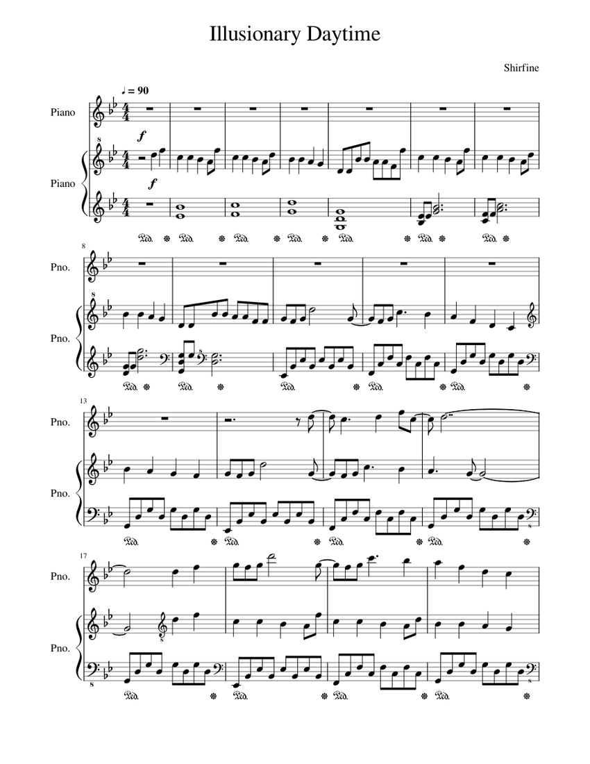 Illusionary Daytime By Shirfine Sheet Music for Piano (Piano Duo ...