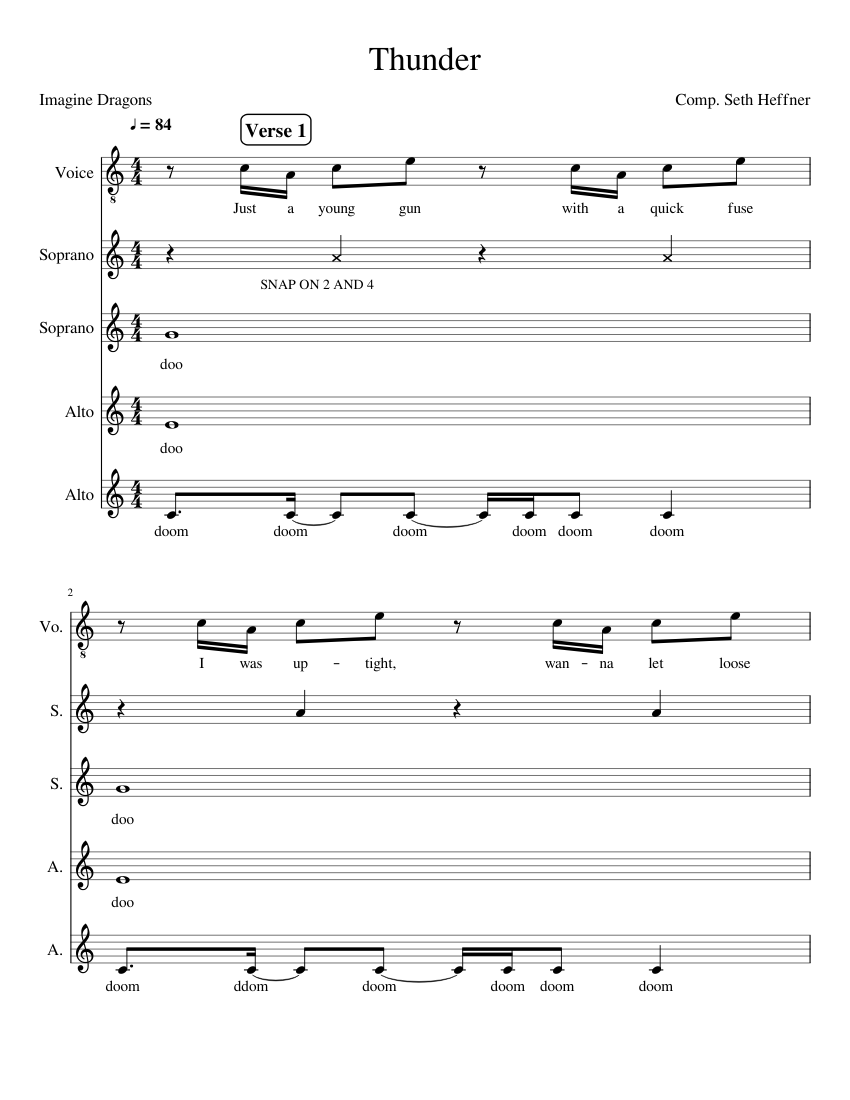 Thunder Sheet music for Soprano, Alto, Vocals (Choral) | Musescore.com