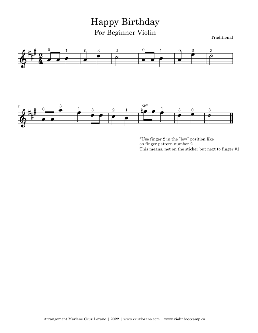 Happy Birthday For Beginner Violin Sheet music for Violin (Solo ...