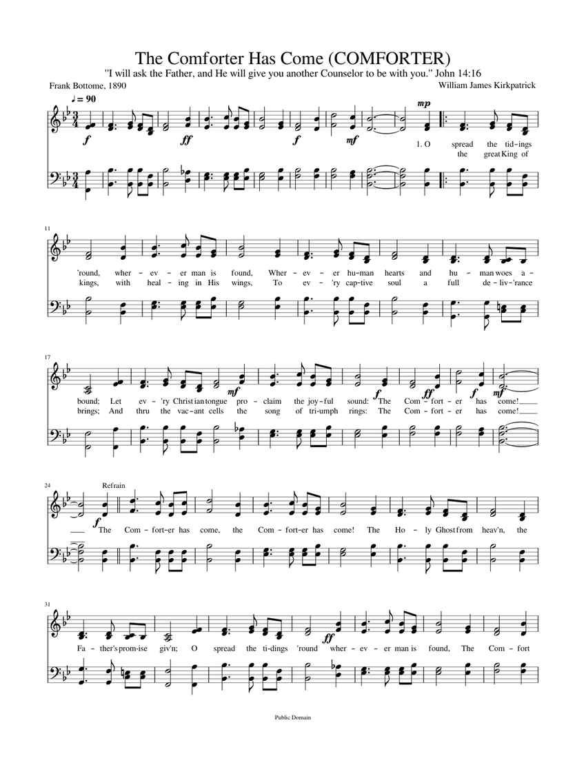 The Comforter Has Come (COMFORTER) Sheet music for Organ (Mixed Duet ...