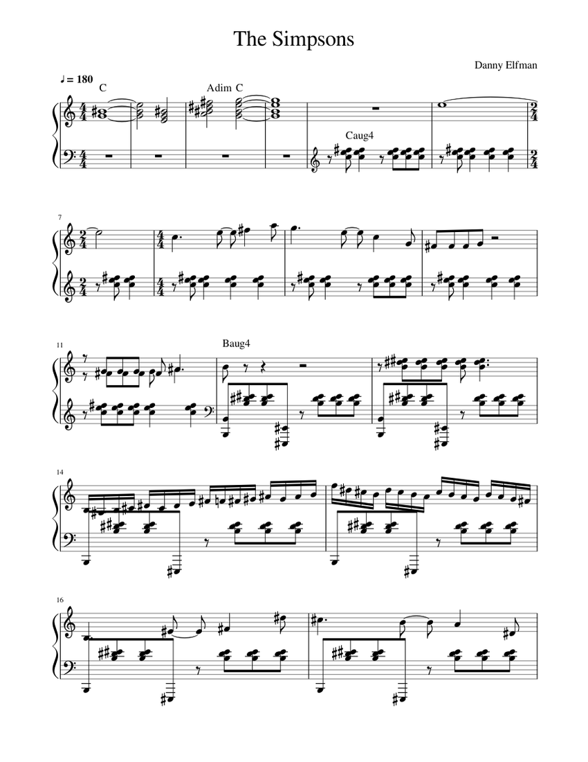 The Simpsons Lead Sheet (unfinished) Sheet music for Piano (Solo ...