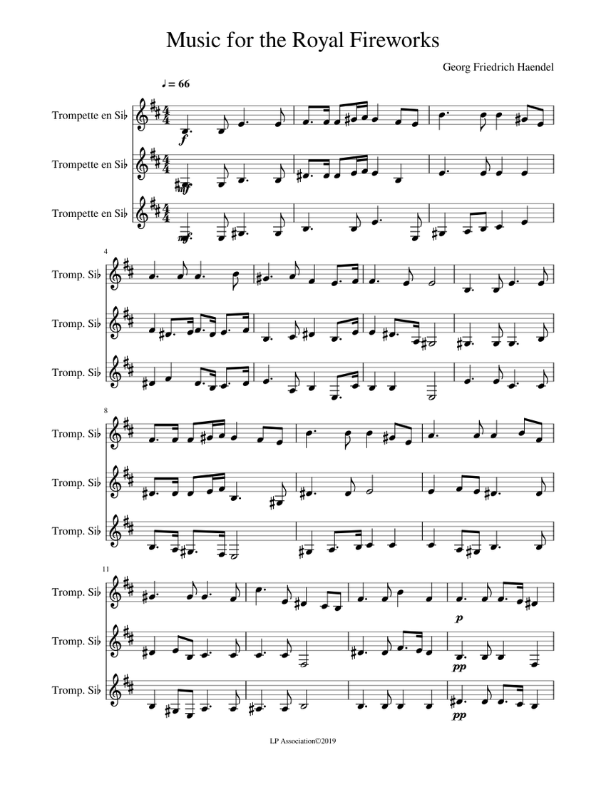 Music for the Royal Fireworks (Overture) Sheet Music for Trumpet in b ...