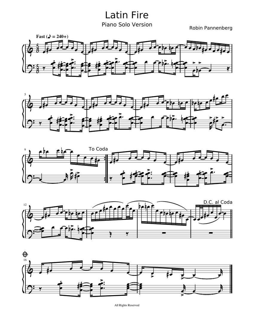 Latin Fire (Piano Solo Version) Sheet music for Piano (Solo ...