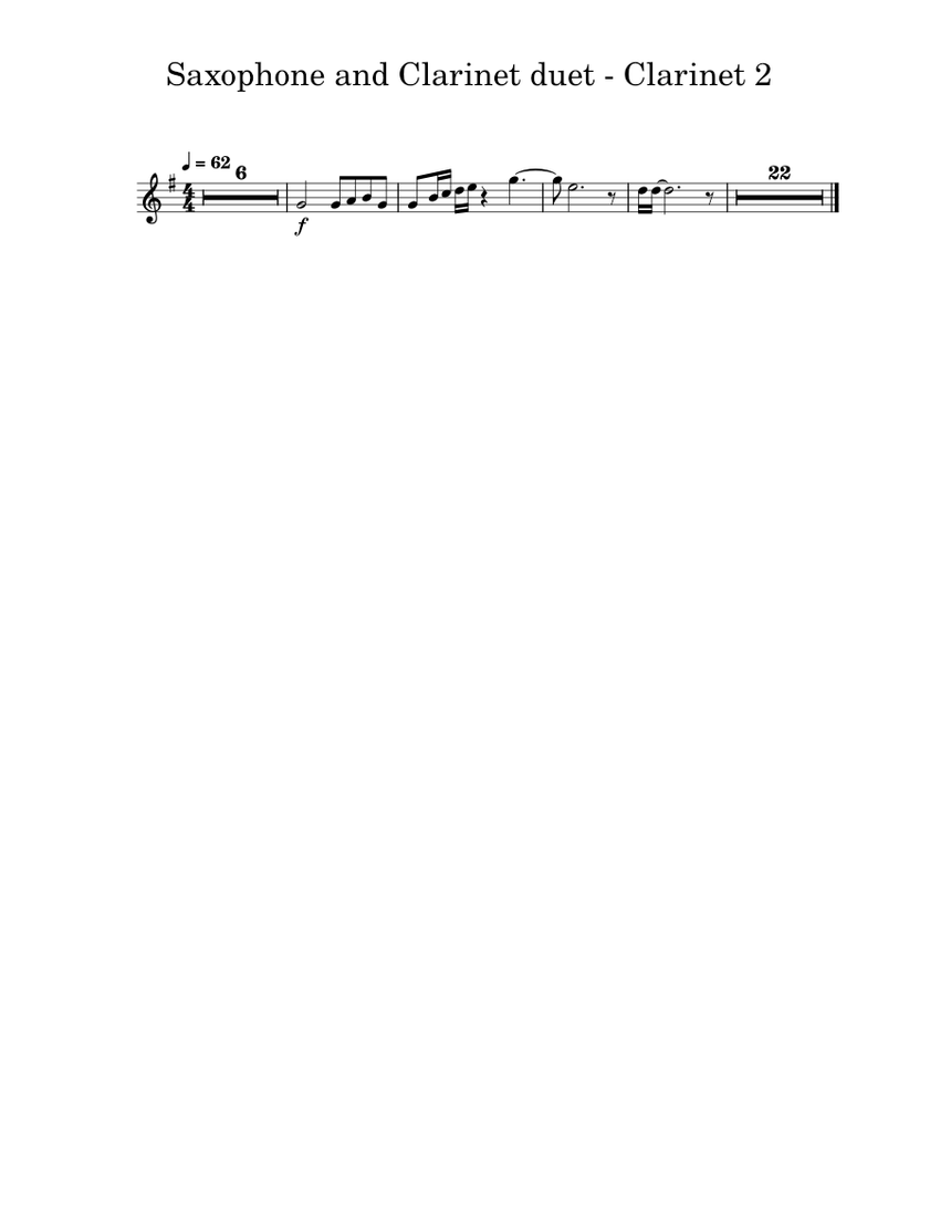 Saxophone and Clarinet duet - Clarinet 2 Sheet Music for Clarinet in b ...