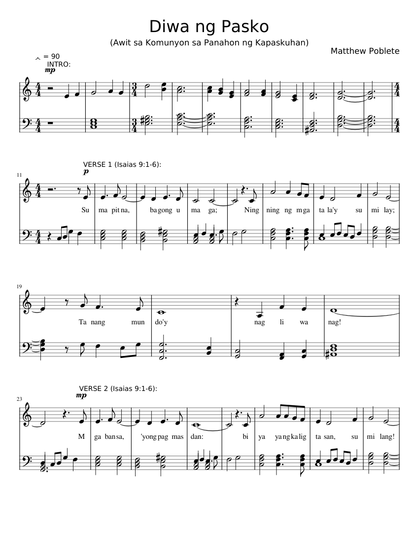 Diwa ng Pasko Sheet music for Piano (Church Choir) | Musescore.com
