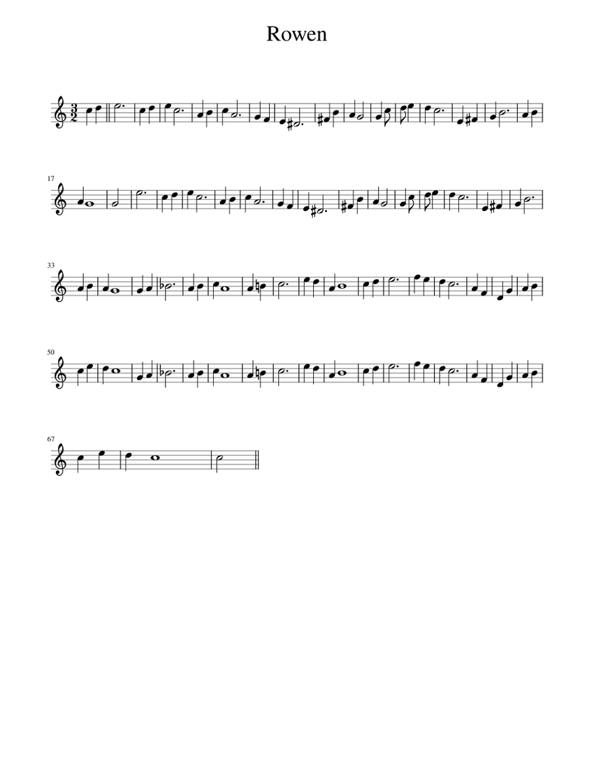 Rowen Sheet music for Piano (Solo) Easy | Musescore.com