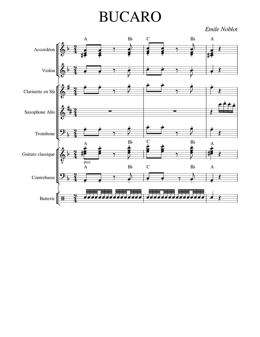 BUCARO (POSC) Sheet Music with Chords for Trombone, Accordion, Clarinet ...