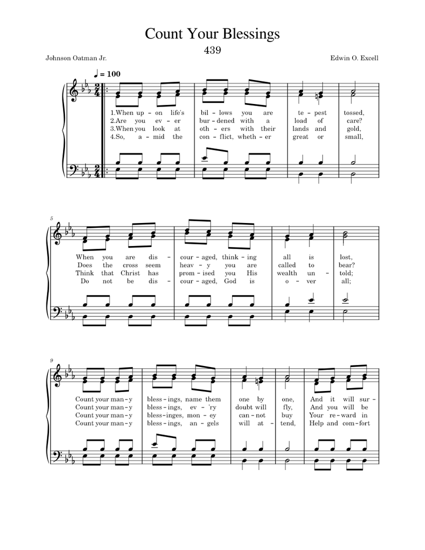 439 Count Your Blessings Sheet music for Piano (Solo) Easy | Musescore.com