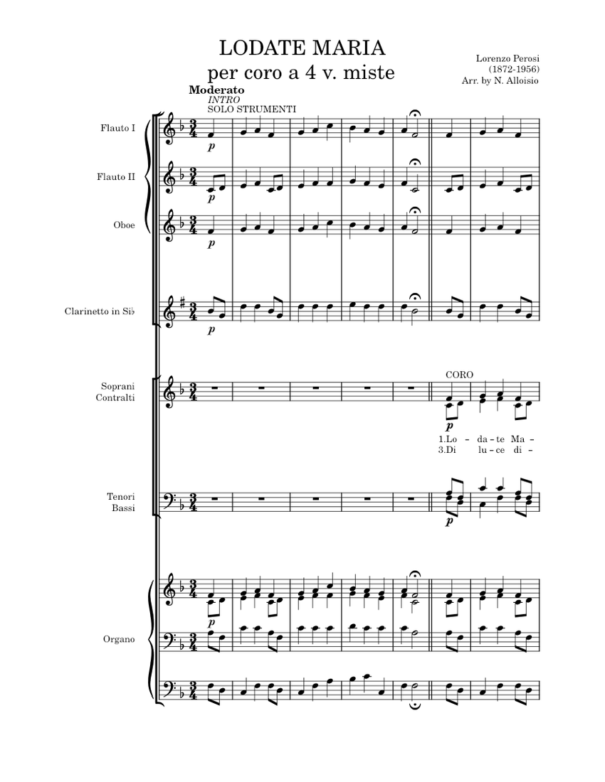 Lodate Maria Per Coro A 4 V Miste L Perosi Sheet Music For Organ
