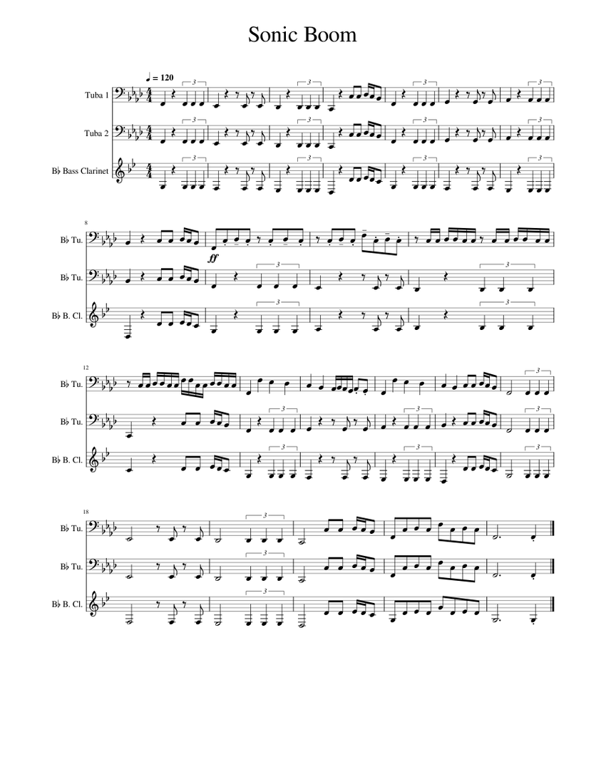 Sonic Boom – Misc Soundtrack Sonic-Boom Sheet music for Tuba, Clarinet ...