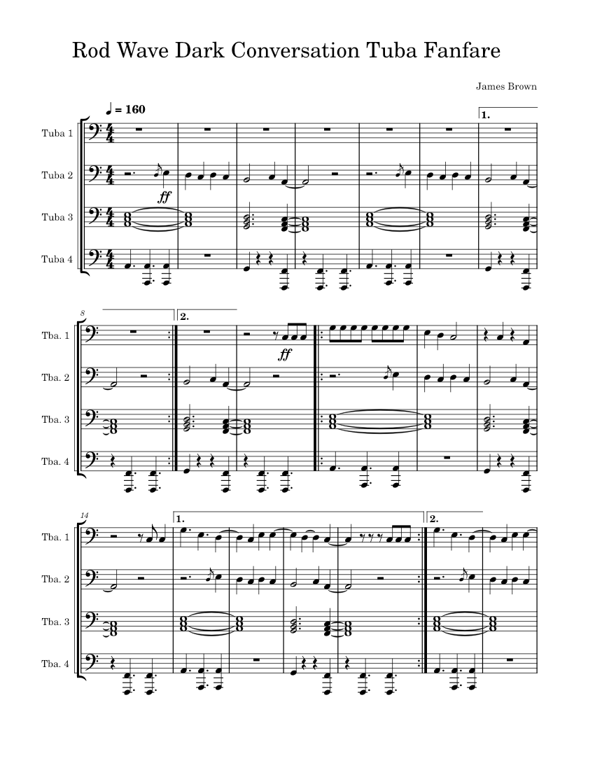 Rod Wave Dark Conversation Tuba Fanfare Sheet music for Tuba (Mixed ...